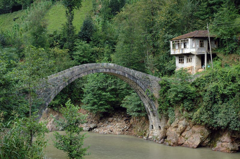 Old house and bridge stock image. Image of bridge, black - 12921545