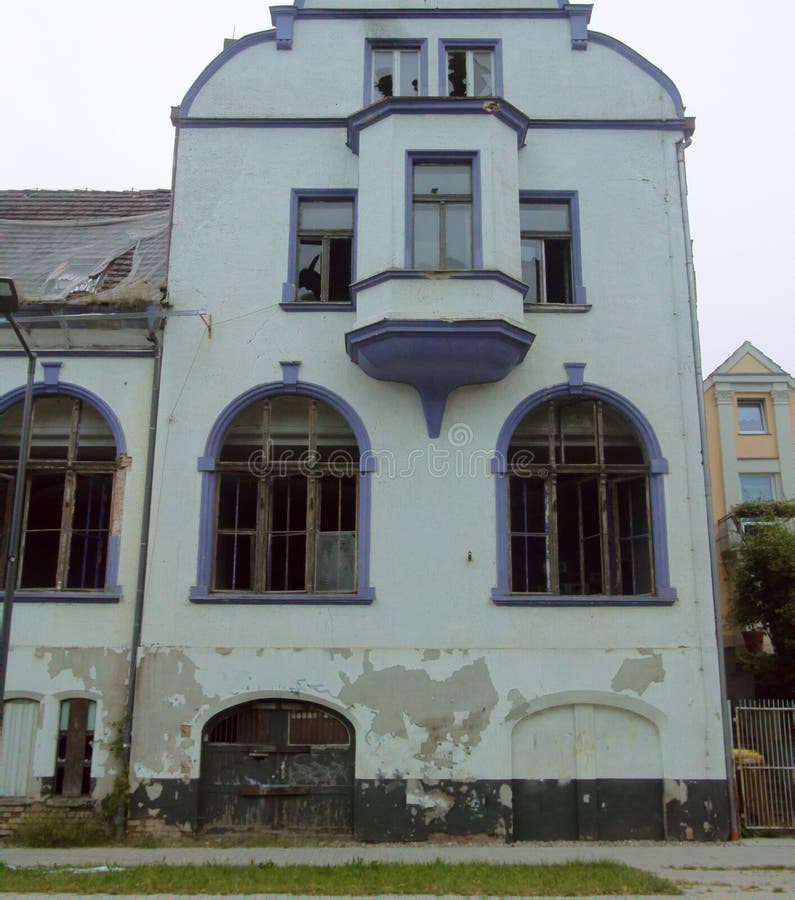 Old House with Broken Windows in the Process of Restoration Editorial ...