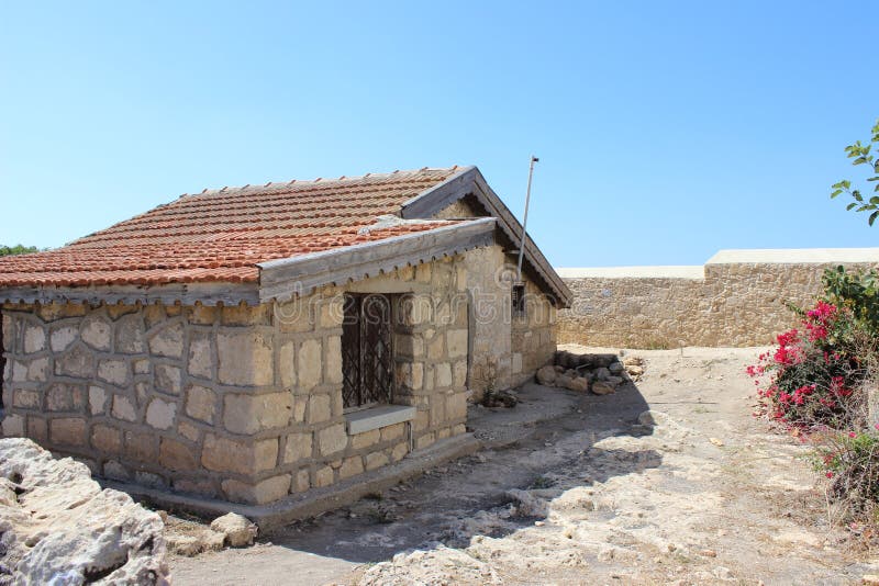 Old house in Cyprus stock photo. Image of flowers, road - 84541836