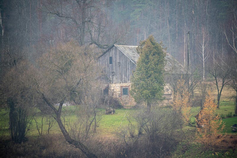 Old House in Distance Hiding in Mist Stock Photo - Image of hiding ...