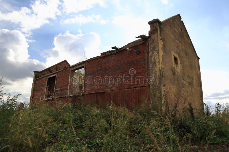 An Old House Falling Apart, Standing Somewhere in the Fields Stock ...