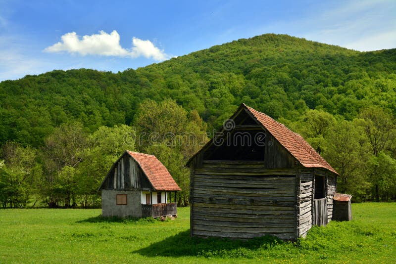 Old house in the field stock image. Image of nature - 205653321