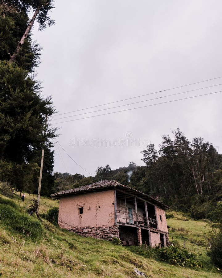 An old house in the field stock image. Image of hill - 220110569