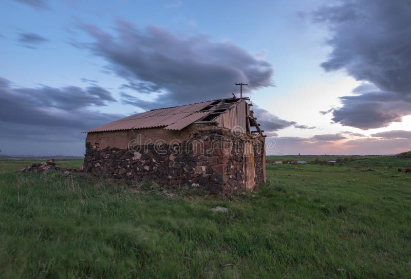 Old house in the field stock image. Image of farming - 215029833