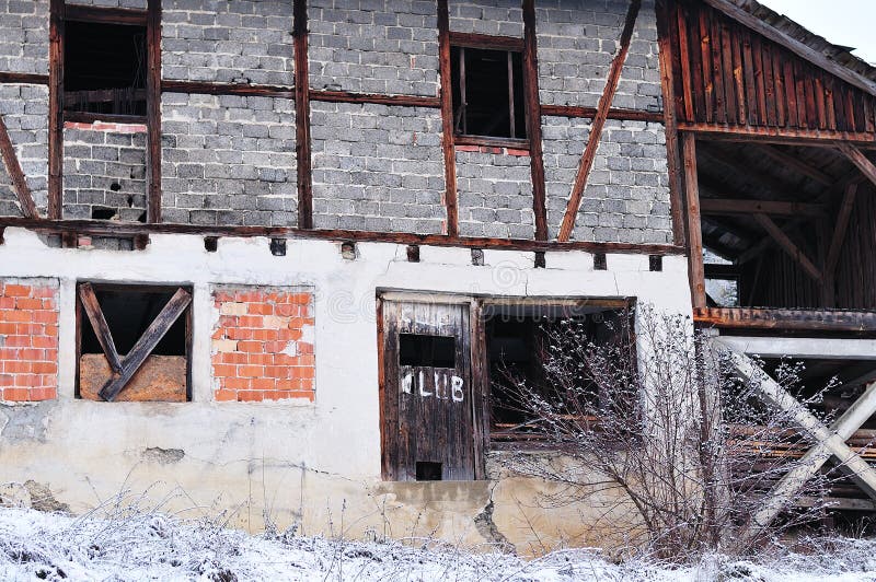Old House Falling into Decay Stock Image - Image of facade, door: 135371261