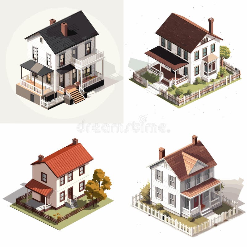 Old House Isometric Vector Flat Minimalistic Isolated Illustration ...