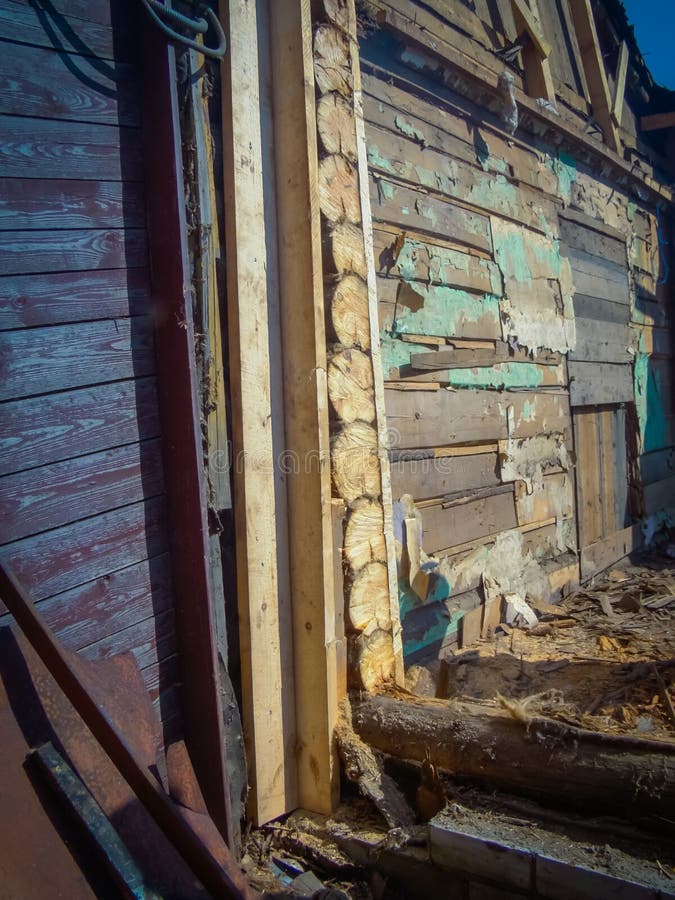 Old broken house in winter stock photo. Image of terrible - 159593234