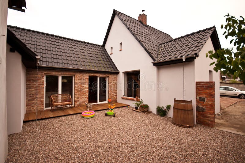 Old House New Design Architecture Stock Photo - Image of terrace, wood ...