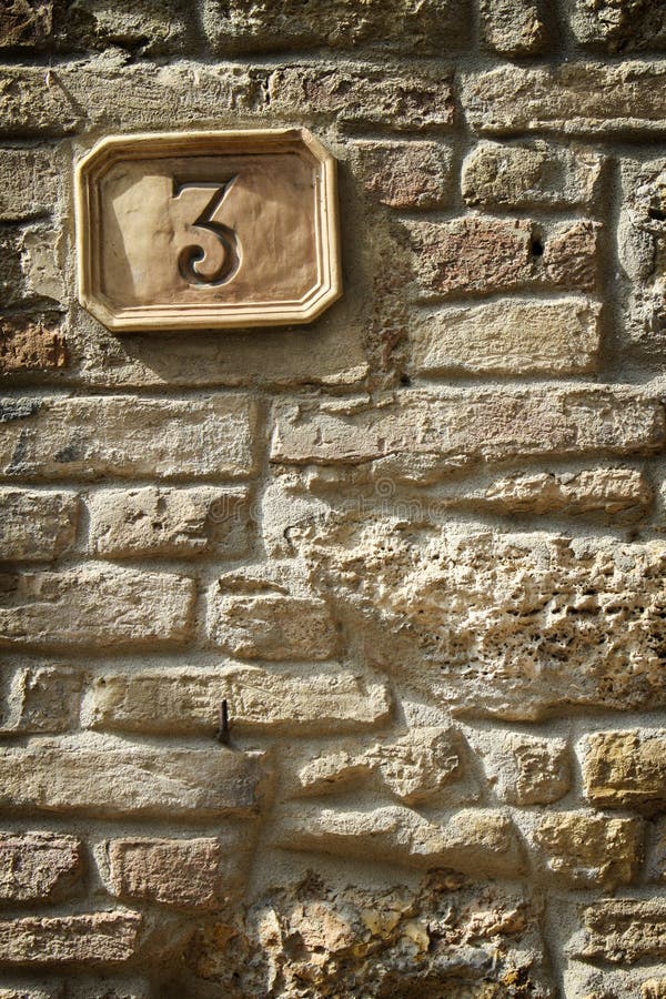 Old House Number 3 on Brick Wall Stock Photo - Image of number ...