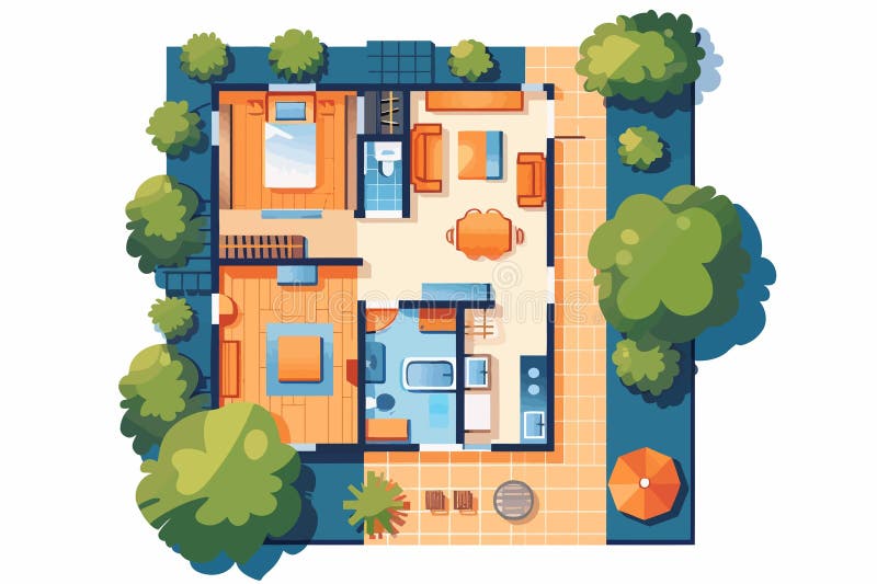 Old House Plan Top View Isolated Illustration Stock Vector ...