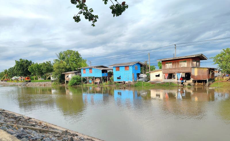 Old House on the River Bank Stock Photo - Image of hous, vacation ...
