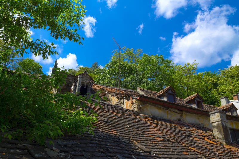 Old house rooftop stock image. Image of house, rooftops - 71771801
