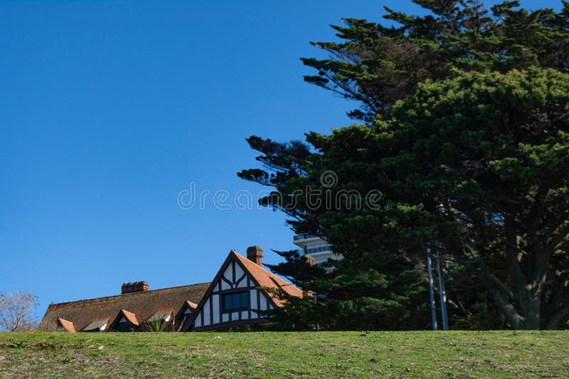 Old House with Tree on Grass Park Stock Image - Image of family, living ...
