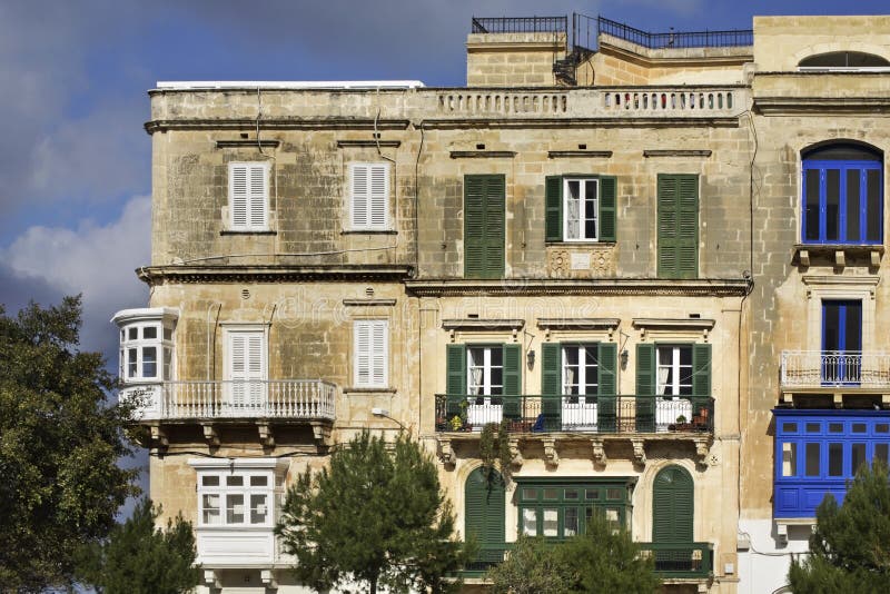Old House in Valletta. Malta Stock Image - Image of louvers, balcony ...