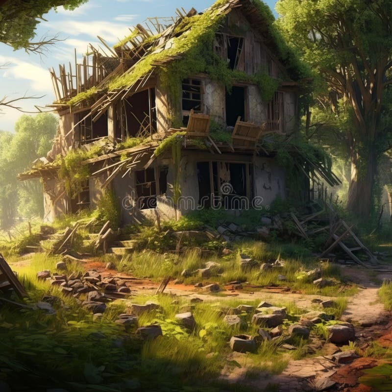 Old House on White Background with Stairs and Windows Stock ...