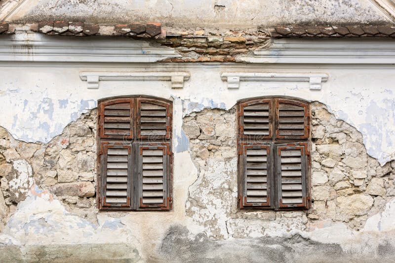 Old house windows. stock image. Image of stone, rent - 56633809