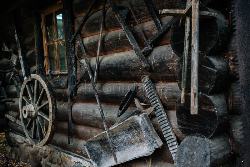 Old Household Items on the Hut Stock Photo - Image of countryside, farm ...