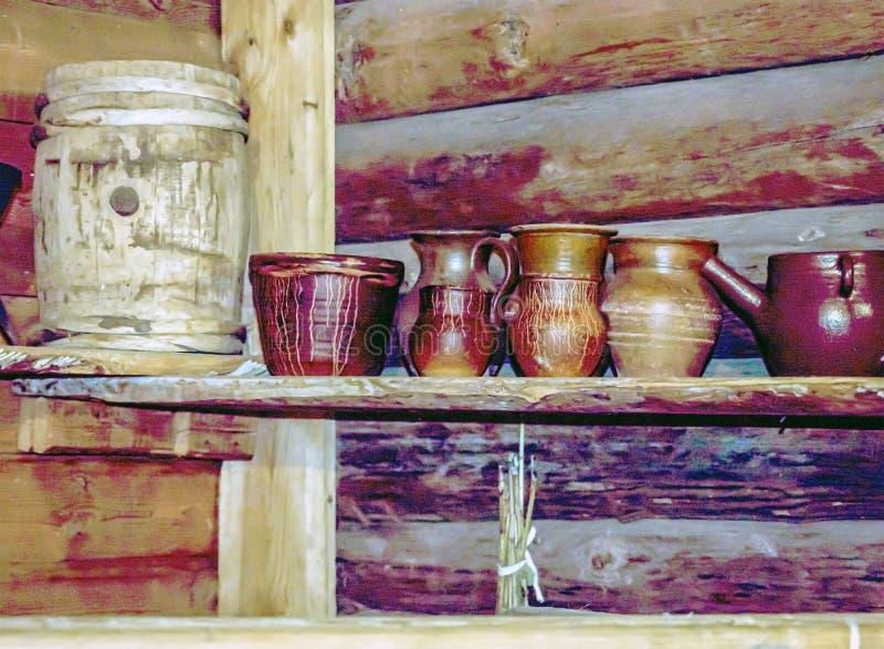 Old Household Utensils in the Barn on the Shelf Stock Image - Image of ...