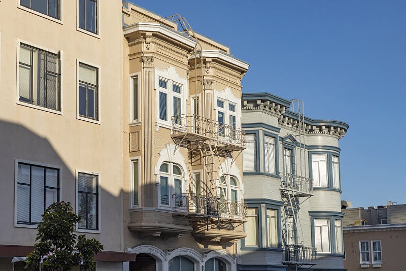 Old Houses in Downtown San Francisco in Bright Light Editorial Photo ...