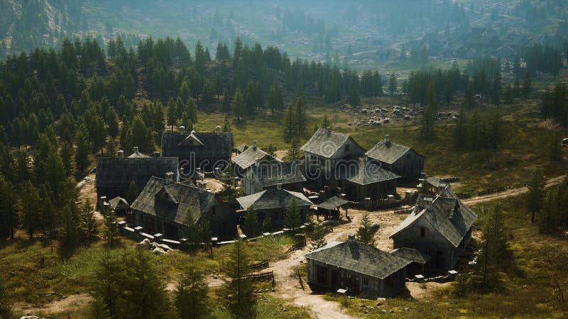 Old Houses High in the Mountains Stock Photo - Image of dwarf ...