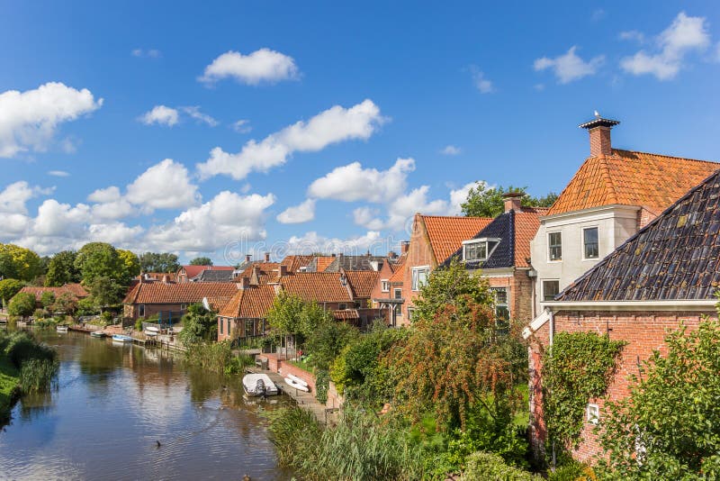 Old Houses and River in the Village of Winsum Stock Photo - Image of ...