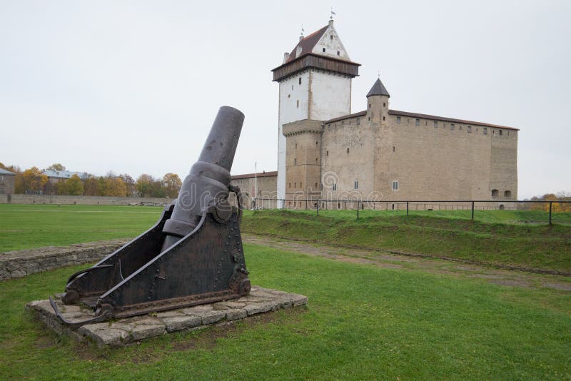 Old Howitzer from the Castle of Herman. Narva, Estonia Stock Image ...