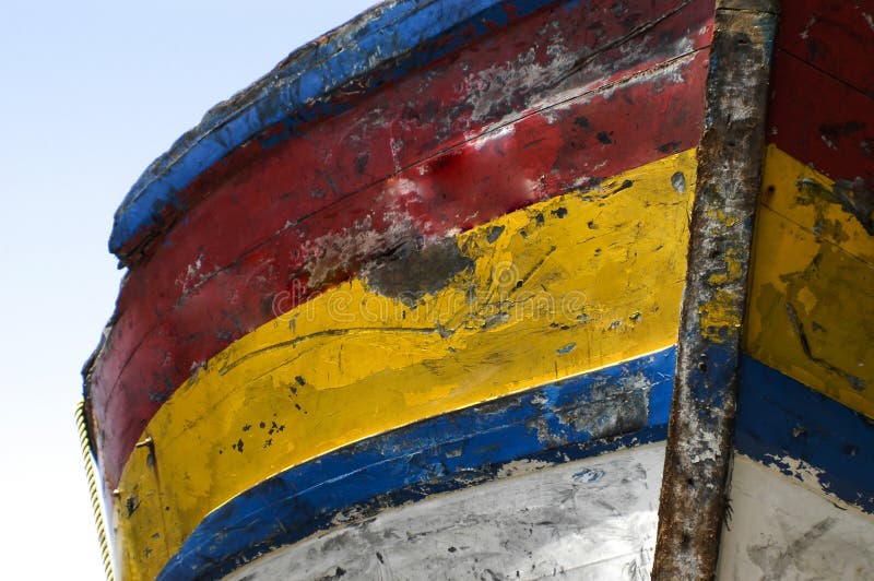 Colored Hull of an Old Boat, Macaé, RJ, Brazil. Stock Image - Image of ...