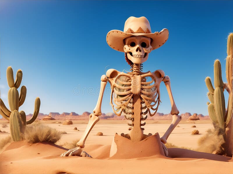 Old Human Skeleton in a Desert Stock Illustration - Illustration of ...