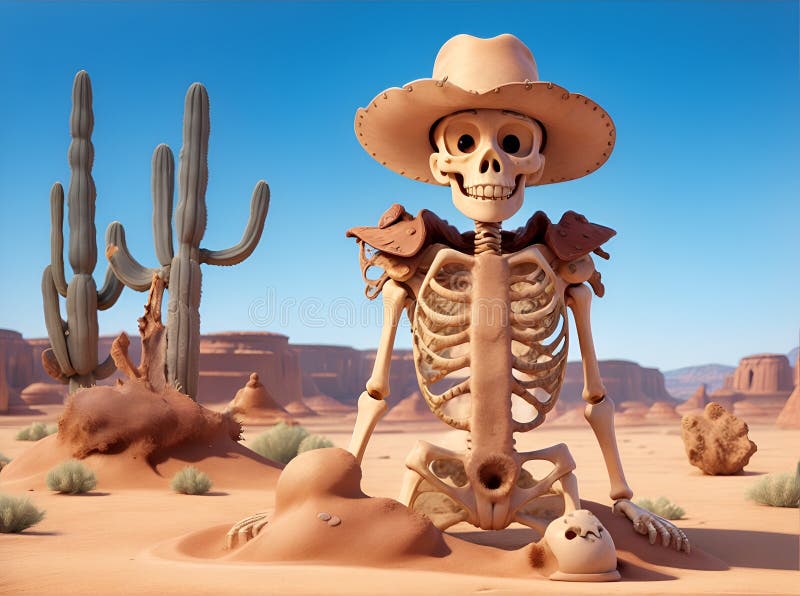 Old Human Skeleton in a Desert Stock Illustration - Illustration of ...
