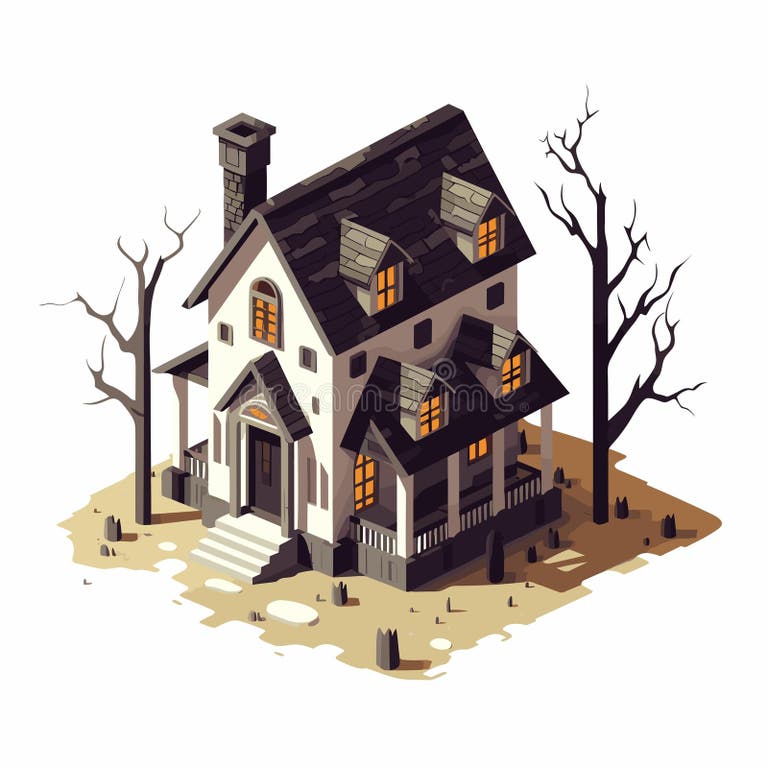 Old Hunted House Isometric Vector Flat Isolated Illustration Stock ...