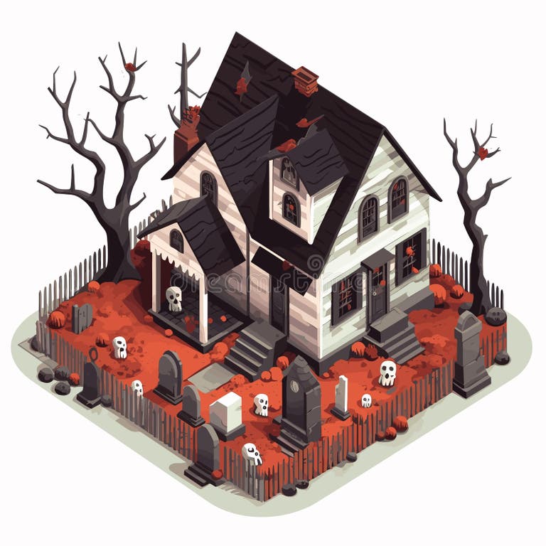 Old Hunted House Isometric Vector Flat Isolated Illustration Stock ...