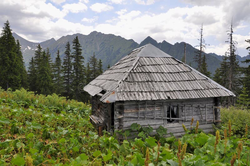 Old Hunters Hut in the Carpathians Mountains Stock Image - Image of ...