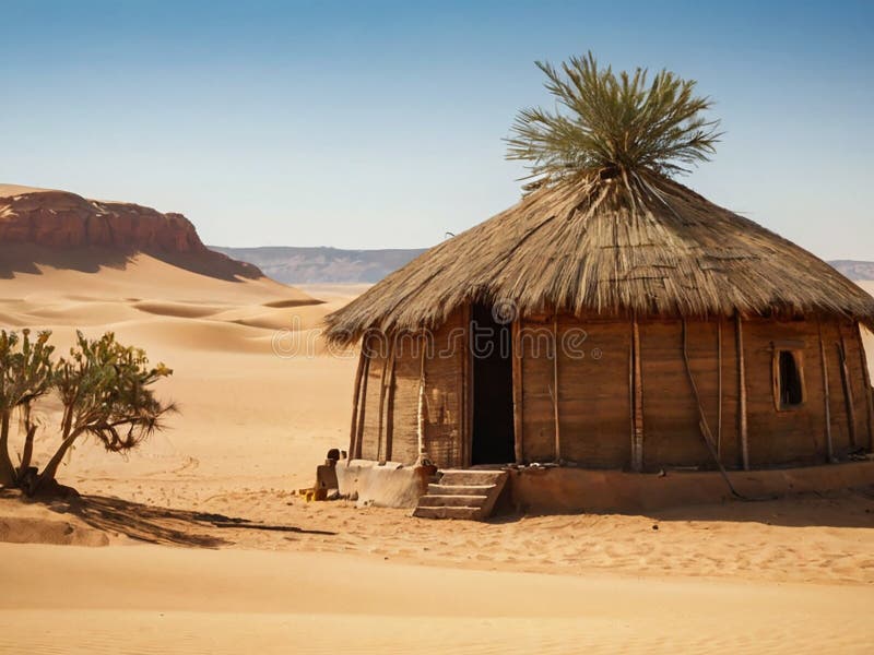 Old hut in the arid desert stock illustration. Illustration of ...