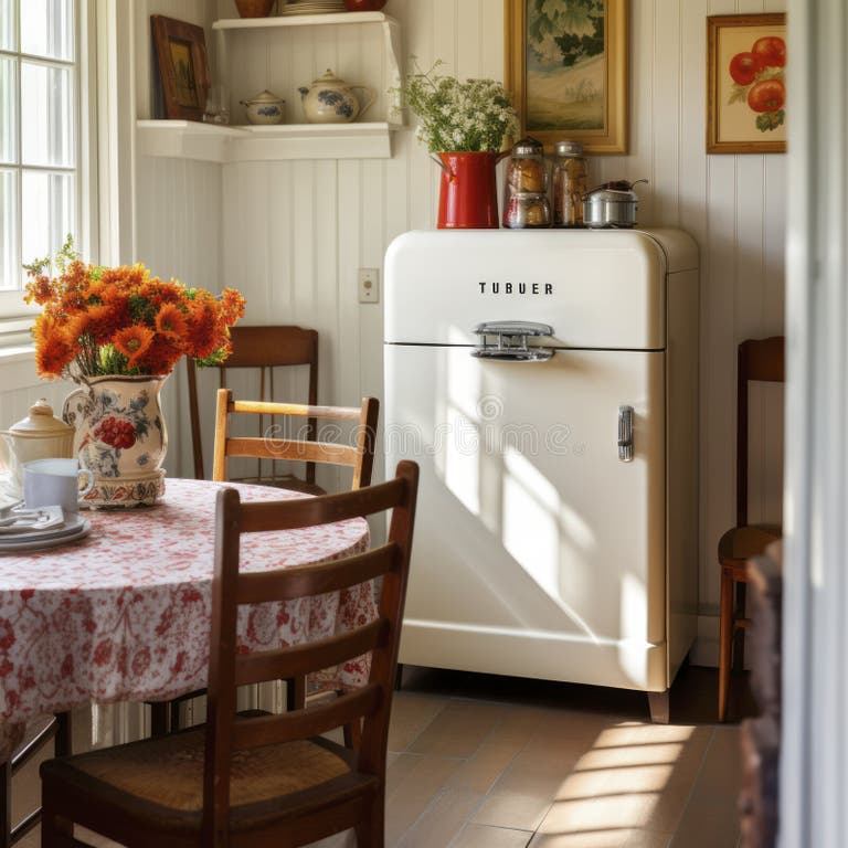 Old Ice Box in 1930 Kitchen Stock Image - Image of cozy, people: 296606881