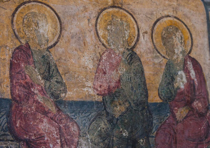 Old Icon of Poorly Preserved Icons Painted on the Wall Stock Image ...