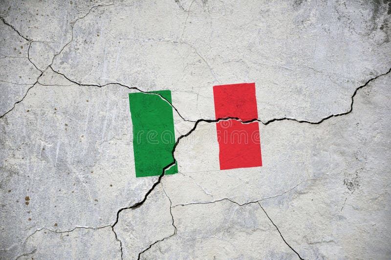 An Old Image of the Flag of Italy on a Wall with a Crack Stock ...