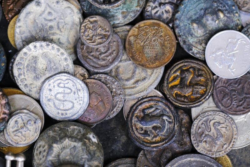 Old Coins Background, Ancient Coins Currency. Stock Image - Image of ...
