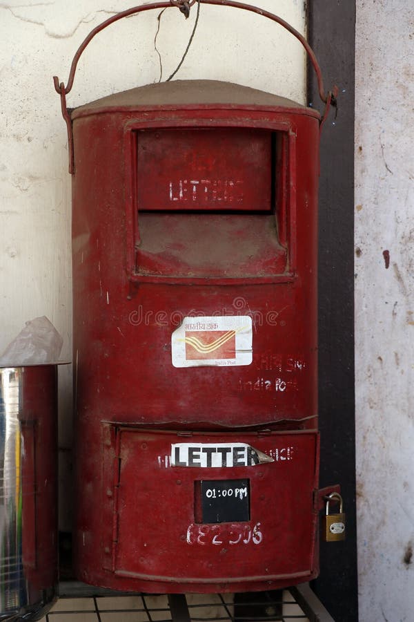 An Old Indian Red Post Box Hanging on a Wall in Kerala Editorial Stock ...
