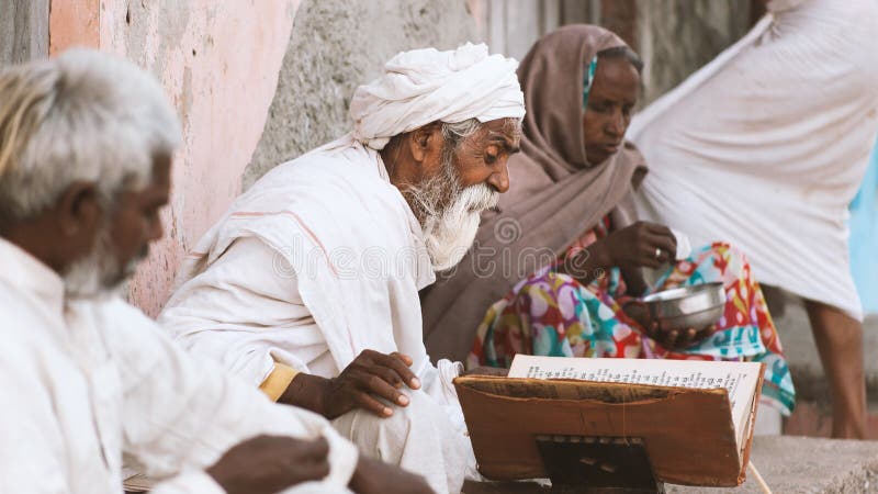 Old Indian Sadhu Reading Scriptures Editorial Stock Image - Image of ...