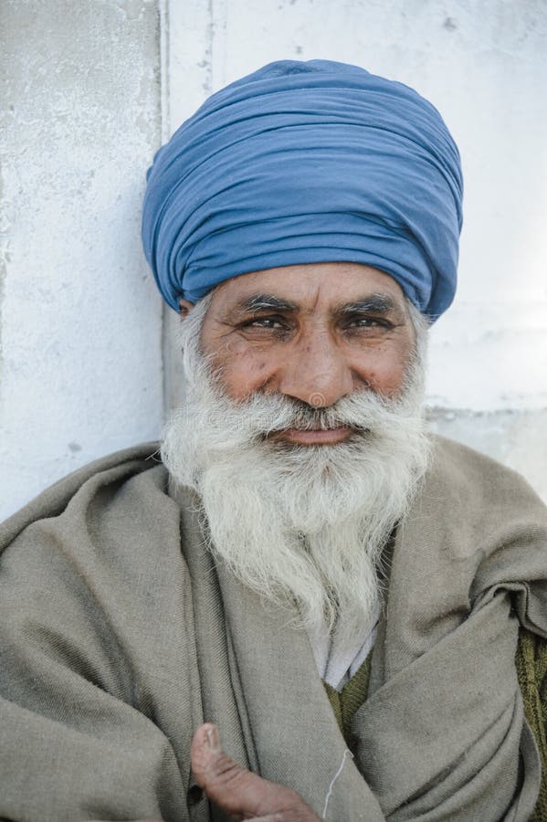 26 February 2018 Amritsar, India. Old Indian Sikh Looking at Camera ...