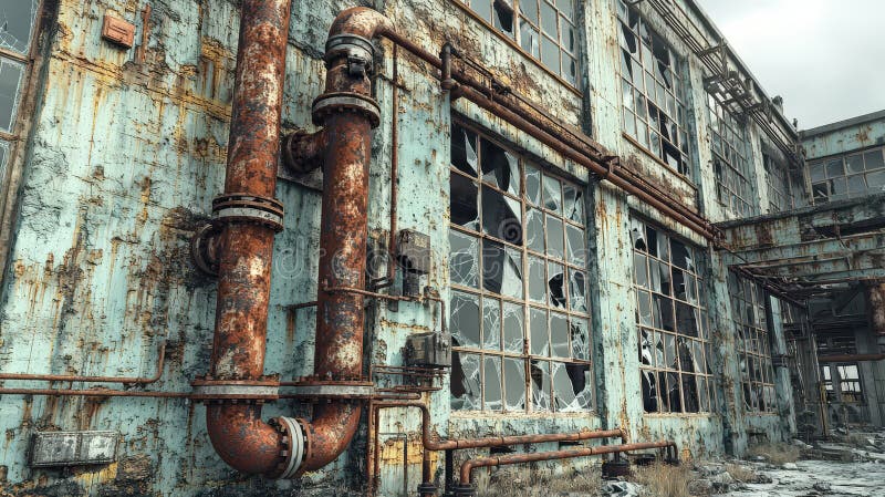 Old Industrial Building with Heavy Rust Covering the Exterior and ...