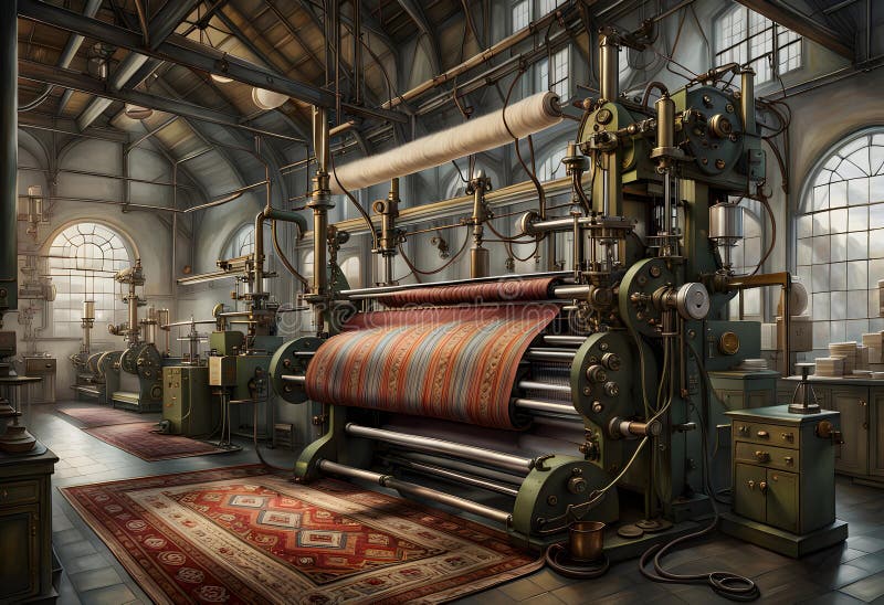 An Old Industrial Carpet Weaving Machine in a Factory Building Stock ...