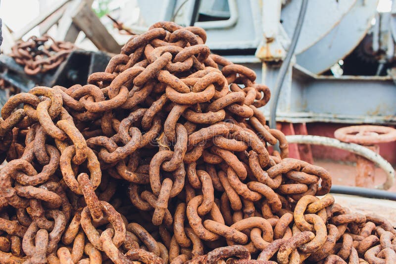 Old Industrial Chain Ropes, the Big Rusty Chains. Stock Image - Image ...
