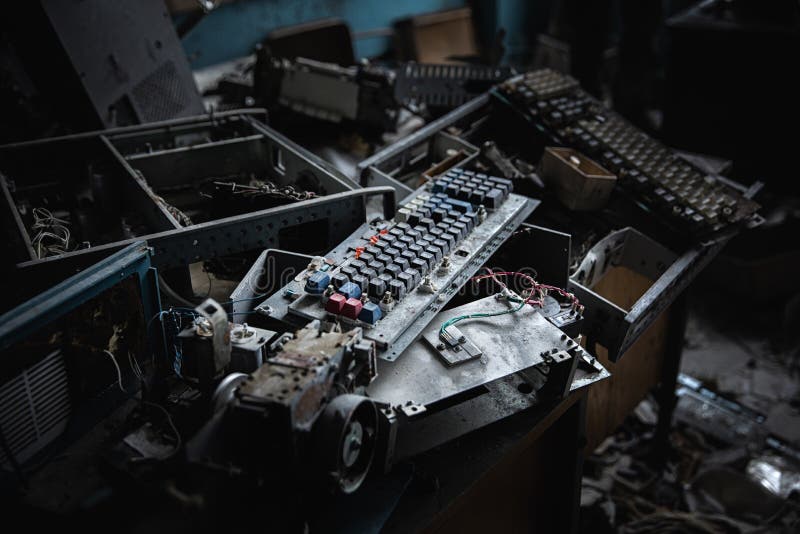 Old Industrial Computer Parts on the Table Stock Photo - Image of ...