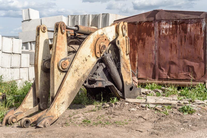 Old Industrial Hydraulic Grab at a Scrap Breakers Yard Stock Photo ...