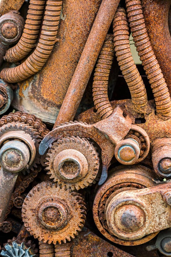 Old Industrial Machine Details and Gears with Rust Stock Photo - Image ...