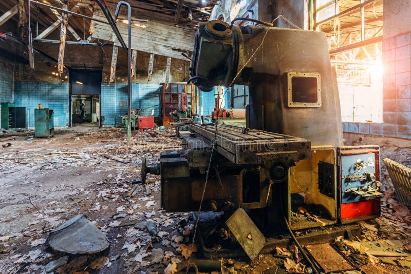 Industrial Factory With Equipment Tools In Large Workshop Or Warehouse ...