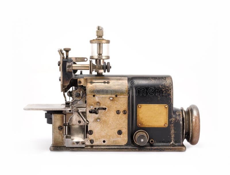 Old Industrial Overlock Sewing Machine Front View Stock Photo - Image ...