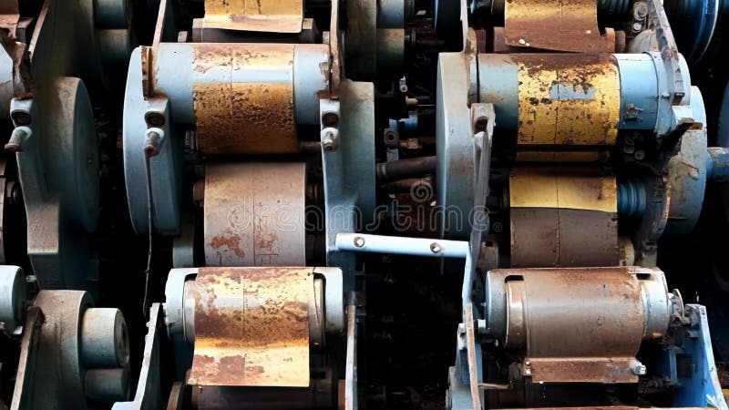 Old Industrial Rollers Covered with Rust and Paint Chippings Stock ...