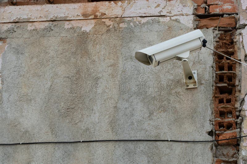 Old Industrial Security Camera on Wall Stock Photo - Image of wall ...